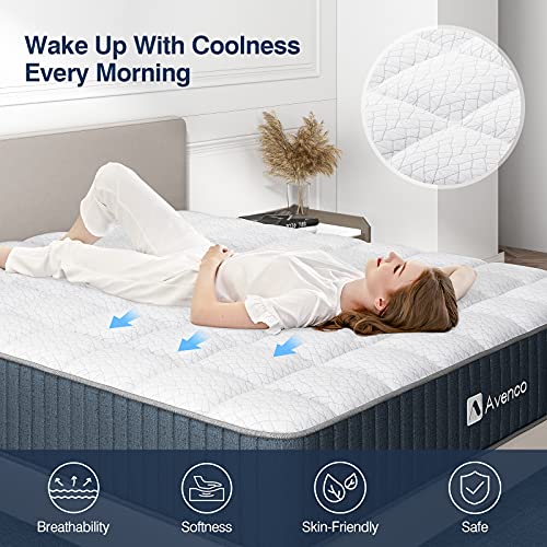 Avenco Full Mattress, 10 Inch Medium Firm Innerspring Mattress, Full Size Hybrid Mattress in a Box with Anti-Pilling Fabric, Pain Relief, CertiPUR-US, 10 Years Support