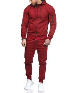 thwei mens tracksuit 2 piece sweatsuit sets casual hoodie jogging athletic suits burgundy m