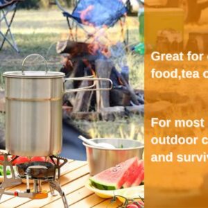 BeGrit Camping Pots Camping Cups and Mugs 304 Stainless Steel with Folding Spoon, Vented Lids