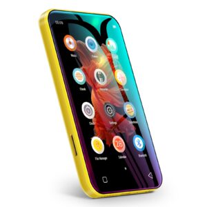 timmkoo 72gb mp3 player with bluetooth, 4.0" full touchscreen mp4 mp3 player with speaker, portable hifi sound mp3 player with bluetooth, voice recorder, e-book, supports up to 512gb tf card (yellow)