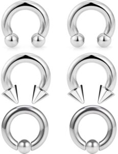 ocptiy 8g septum ring jewelry ear earrring gauges tunnel plug stretching kit big large septum nose lip ring hoop stainless surgical steel cartilage helix tragu earring piercing jewerly women men 12mm