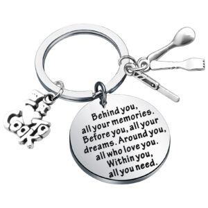 feelmem future chef jewelry behind you all your memories keychain cooking lovers gifts cafeteria worker jewelry culinary student gift pastry chef graduation gift (chef-ky)