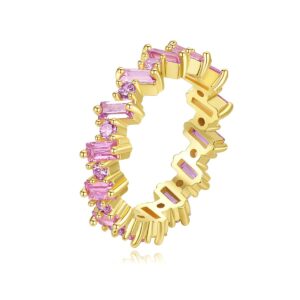 teemi-eternity 18k gold plated pink cubic zirconia emerald cut eternity ring band bling ring (9)