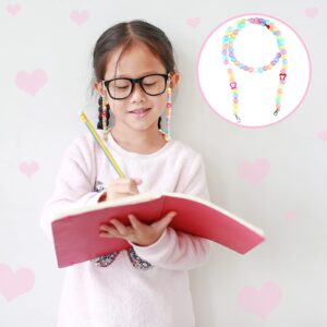 MTLEE 6 Pieces Kids Mask Lanyard Cute Beaded Glasses Chain Mask Necklace Holder with 12 Eyeglasses Chain Ends for Women Girls for Students School Present (Cute Style)