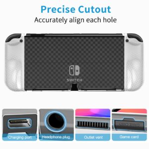 HEYSTOP Nintendo Switch OLED Carrying Case, 9 in 1 Accessories Kit for 2021 Nintendo Switch OLED with Dockable Protective Case Cover, HD Switch Screen Protector and Thumb Grip Caps (White)