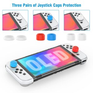 HEYSTOP Nintendo Switch OLED Carrying Case, 9 in 1 Accessories Kit for 2021 Nintendo Switch OLED with Dockable Protective Case Cover, HD Switch Screen Protector and Thumb Grip Caps (White)