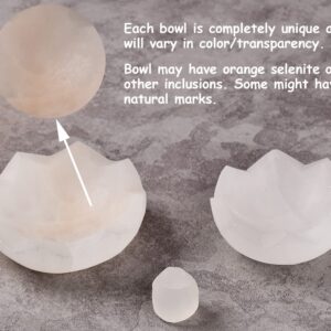 JIC Gem Morocco 1.1 Lbs Natural Lotus Shaped Selenite Charging Tray Set for Quartz Crystals,Selenite Charging Plate Station,Charging Selenite Bowl for Stones