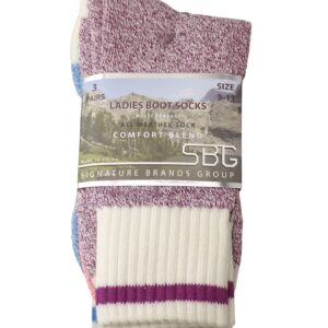 Dependable Industries inc. Essentials 3 pair Ladies Boot Socks All Weather Comfort Blend Sock Thermal Interior Moisture Wicking (ASSORTMENT B)