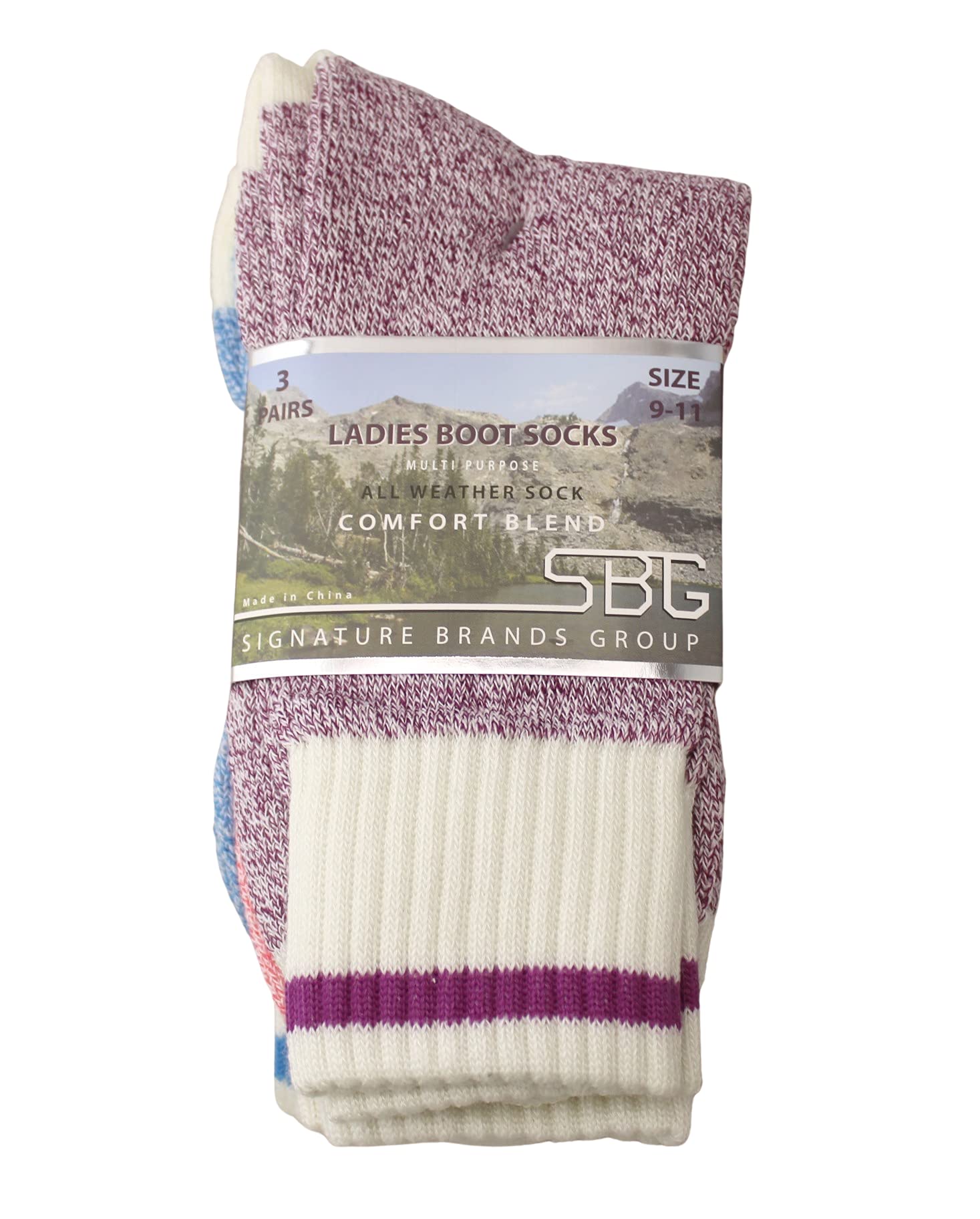 Dependable Industries inc. Essentials 3 pair Ladies Boot Socks All Weather Comfort Blend Sock Thermal Interior Moisture Wicking (ASSORTMENT B)