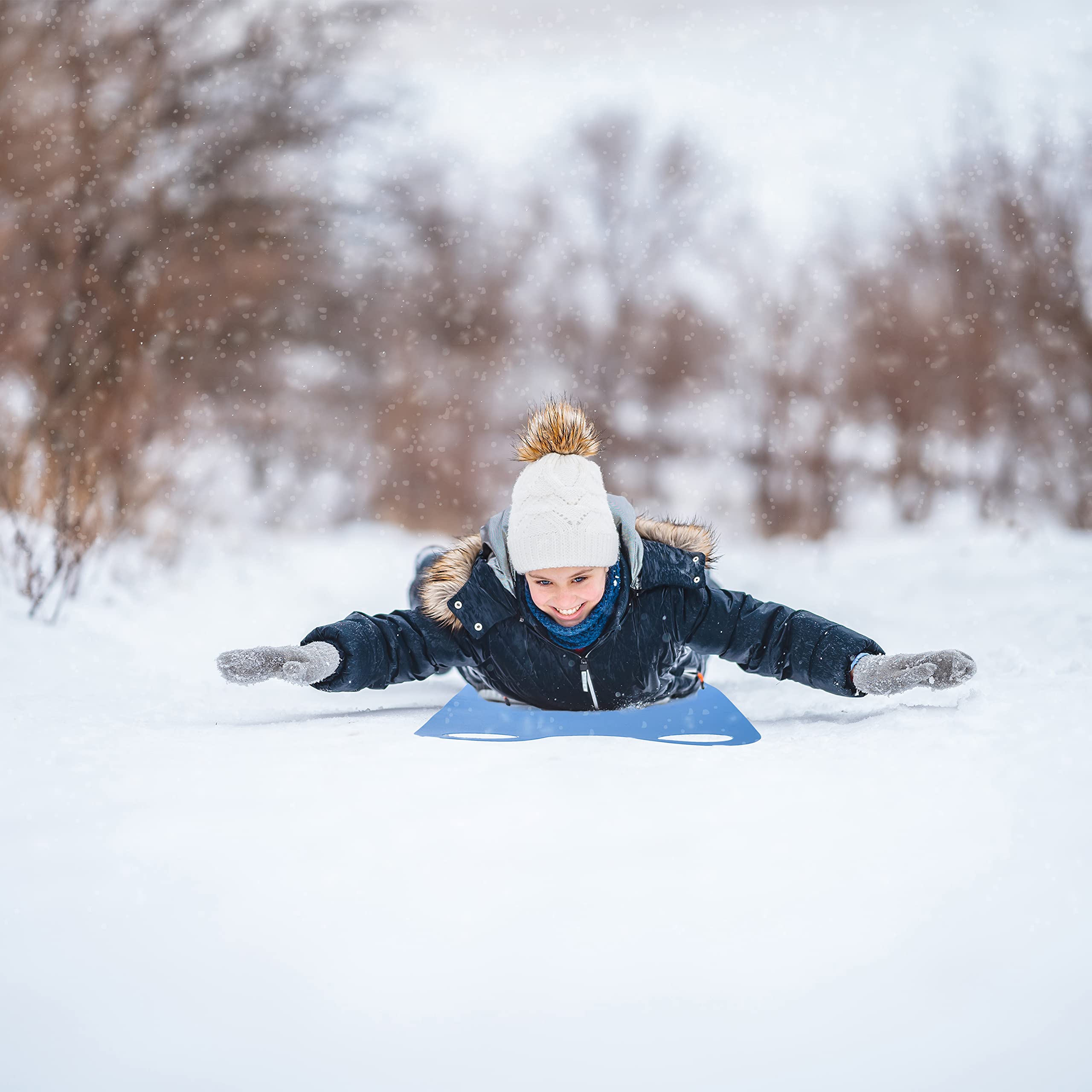 Superio Snow Slider Mat, Flexible Snow Sled Flying Carpet, Roll up Sleds for Kids 36" Lightweight Portable Plastic Snowboard Sled-3 Pack… (Blue)