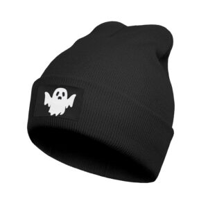 ozrhuve ghost beanie for women men spooky halloween beanie cute winter hat goth cuffed skull cap black