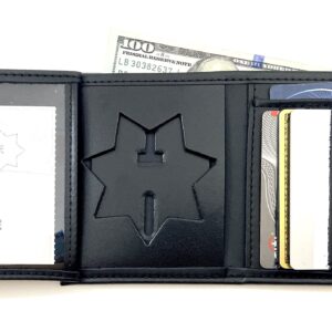 Perfect Fit Shield Wallets 7-point Star Blackinton B2001 Hidden Badge Wallet Leather (Cutout PF215-2.87 In Tall by 2.85 In Wide) California DOC