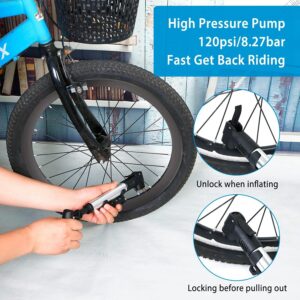 Mini Bike Pump,Portable Bicycle Tire Inflator Ball Air Pump with Mount Frame for Mountain Road Bike Presta Schrader