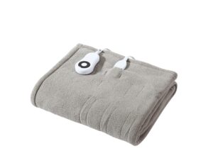 eddie bauer - throw blanket, soft & plush heated blanket, cozy fleece bedding with sherpa reverse, 5 heat setting, ash