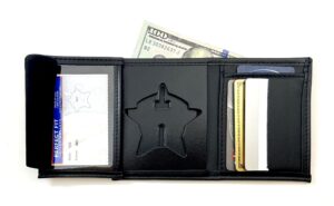 perfect fit shield wallets chicago patrol hidden badge wallet leather black (cutout pf480)