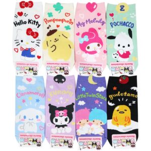 socksense hello k character series women's original socks (cotton blend, kawaii_8pairs)