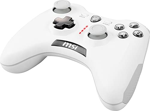 MSI Force GC30V2 White Wireless Gaming Controller, Dual Vibration Motors, Dual Connection Modes, Interchangable D-Pads, Compatible with PC & Android