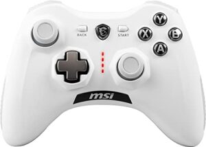 msi force gc30v2 white wireless gaming controller, dual vibration motors, dual connection modes, interchangable d-pads, compatible with pc & android