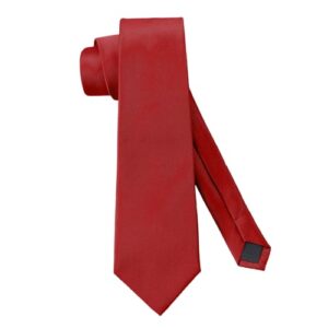 KOOELLE Mens Tie Set Solid Color 3.15" (8CM) Formal Red Tie and Pocket Square Set For Men