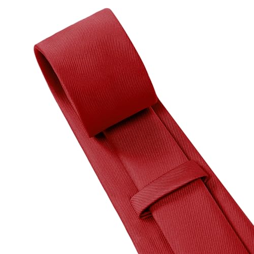 KOOELLE Mens Tie Set Solid Color 3.15" (8CM) Formal Red Tie and Pocket Square Set For Men