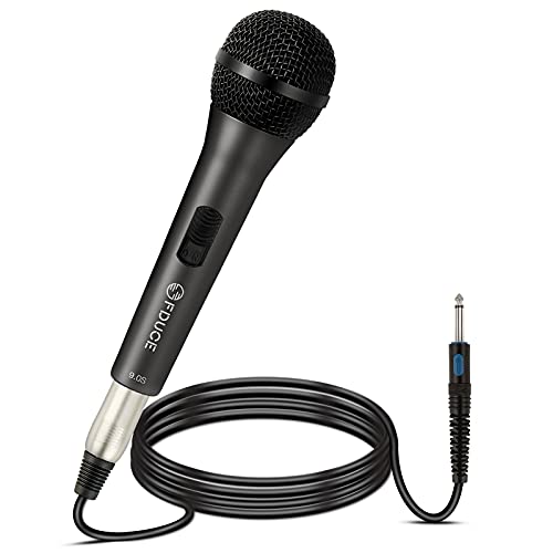 FDUCE Dynamic Vocal Microphone 9.0s, Metal Handheld Corded Microphone with On and Off Switch, Wired Karaoke Mic with 16.4ft XLR Cable for Singing, Speech, Wedding, Class use (Gray)