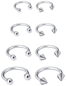 ovxznts 16g surgical steel nose septum horseshoe hoop earring eyebrow tragus helix lip rings piercing jewelry ball spike silver-tone