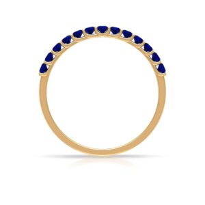 Certified Natural Blue Sapphire Half Eternity Ring, AAA Quality, Sapphire Anniversary Ring (With Jewelry Box), 14K Yellow Gold, Size:US 5.50