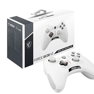 MSI Force GC30V2 White Wireless Gaming Controller, Dual Vibration Motors, Dual Connection Modes, Interchangable D-Pads, Compatible with PC & Android