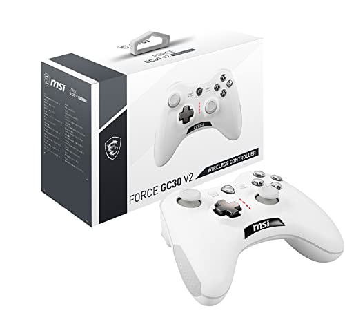 MSI Force GC30V2 White Wireless Gaming Controller, Dual Vibration Motors, Dual Connection Modes, Interchangable D-Pads, Compatible with PC & Android