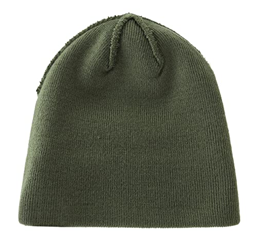 Home Prefer Men's Winter Hats Acrylic Knit Cuff Beanie Cap Warm Daily Beanie Hat Army Green