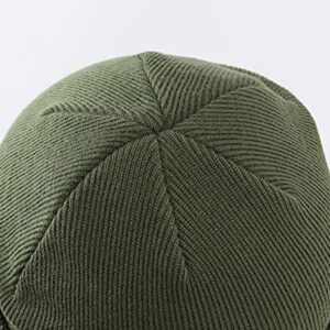 Home Prefer Men's Winter Hats Acrylic Knit Cuff Beanie Cap Warm Daily Beanie Hat Army Green