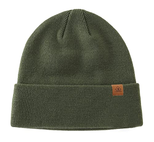 Home Prefer Men's Winter Hats Acrylic Knit Cuff Beanie Cap Warm Daily Beanie Hat Army Green