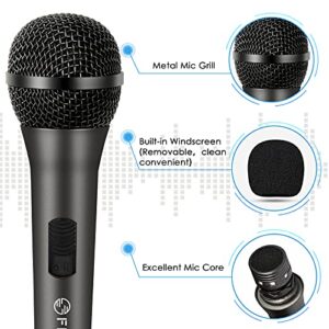 FDUCE Dynamic Vocal Microphone 9.0s, Metal Handheld Corded Microphone with On and Off Switch, Wired Karaoke Mic with 16.4ft XLR Cable for Singing, Speech, Wedding, Class use (Gray)