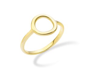 miabella 925 sterling silver or 18kt yellow gold over silver open circle ring for women made in italy (yellow-gold-plated-silver, 7)