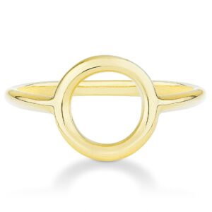 Miabella 925 Sterling Silver or 18Kt Yellow Gold Over Silver Open Circle Ring for Women Made in Italy (yellow-gold-plated-silver, 7)