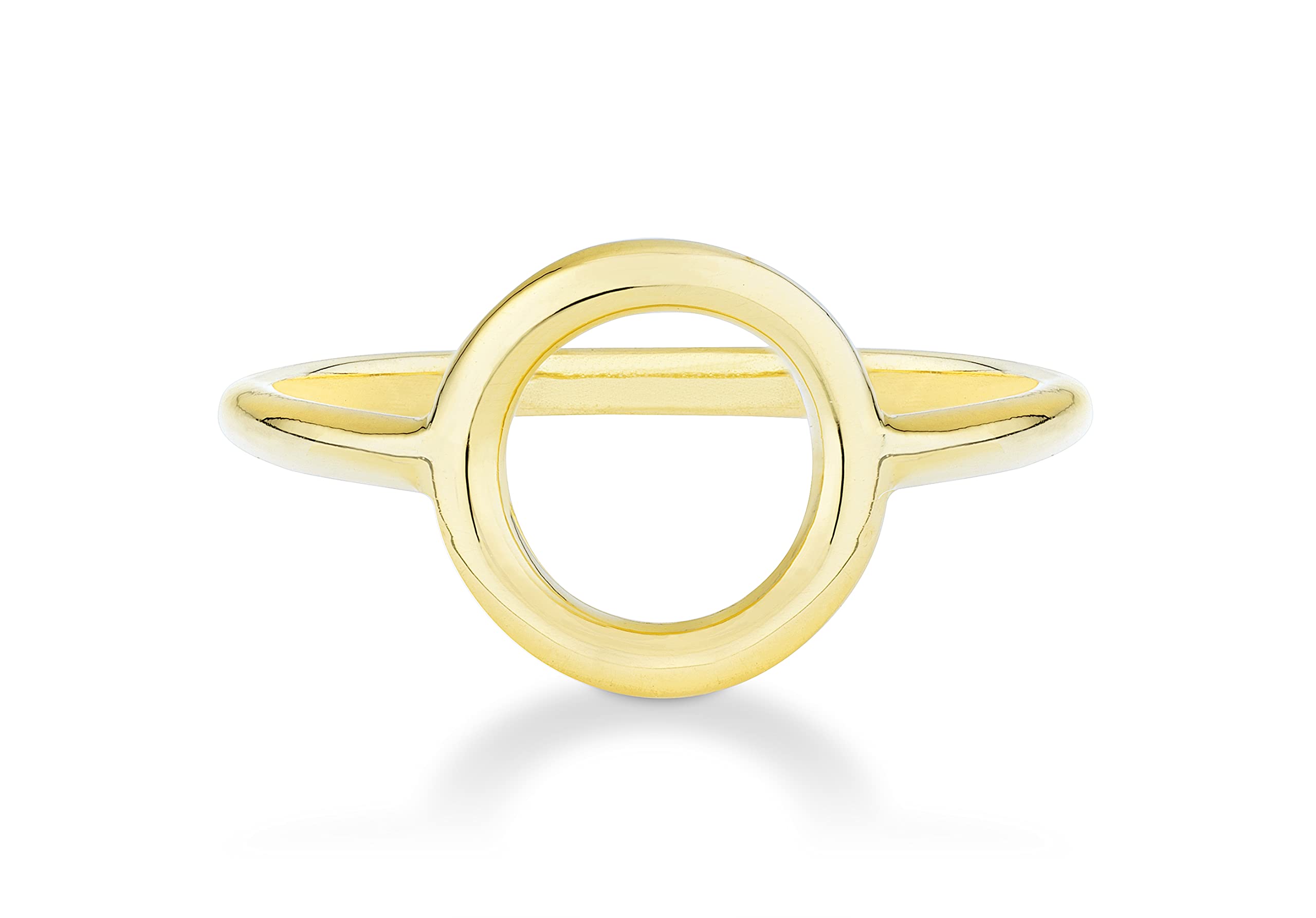 Miabella 925 Sterling Silver or 18Kt Yellow Gold Over Silver Open Circle Ring for Women Made in Italy (yellow-gold-plated-silver, 7)