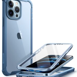 Clayco Forza Protective Case for iPhone 13 Pro Max 6.7 inch (2021 Release), Built-in Screen Protector, Dual Layer Rugged Cover with Full-Body Soft TPU Bumper (Azure)