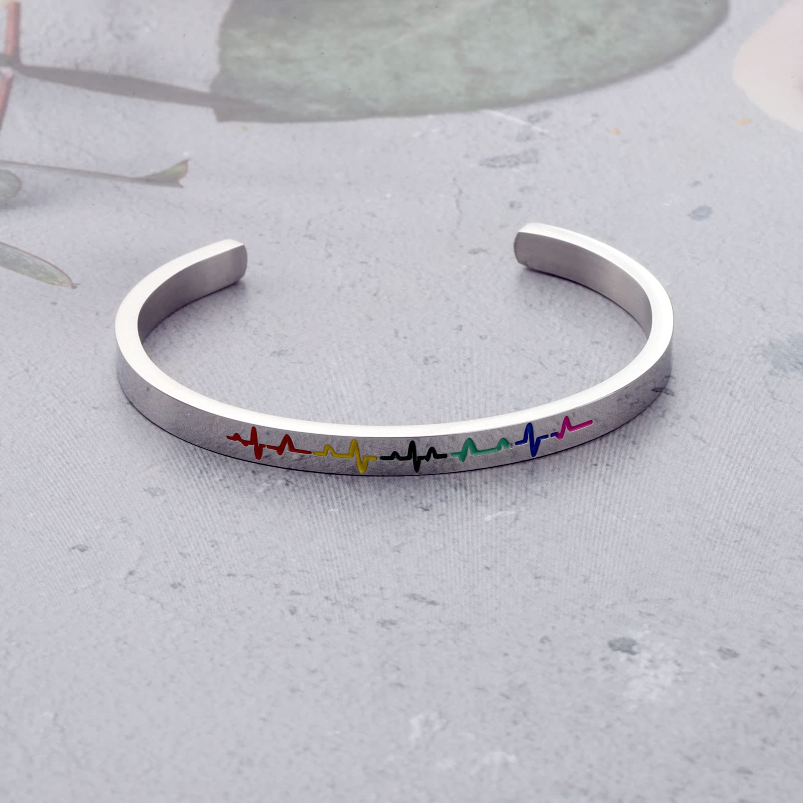 UJIMS LGBT Gay Pride Gift Rainbow Heart Cuff Bracelet In A World Full Of Darkness Be A Rainbow Gay Couple Pride Month Gift (Rainbow Heart Cuff Bracelet)