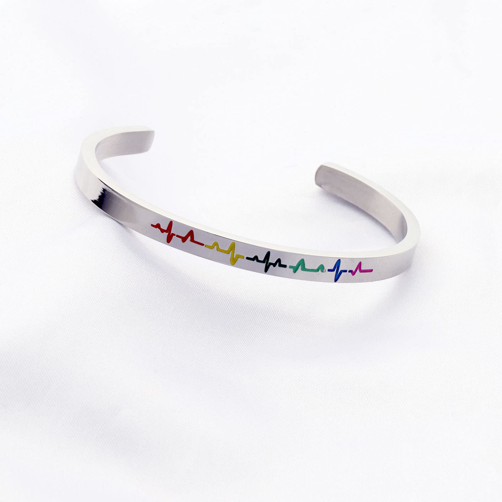 UJIMS LGBT Gay Pride Gift Rainbow Heart Cuff Bracelet In A World Full Of Darkness Be A Rainbow Gay Couple Pride Month Gift (Rainbow Heart Cuff Bracelet)