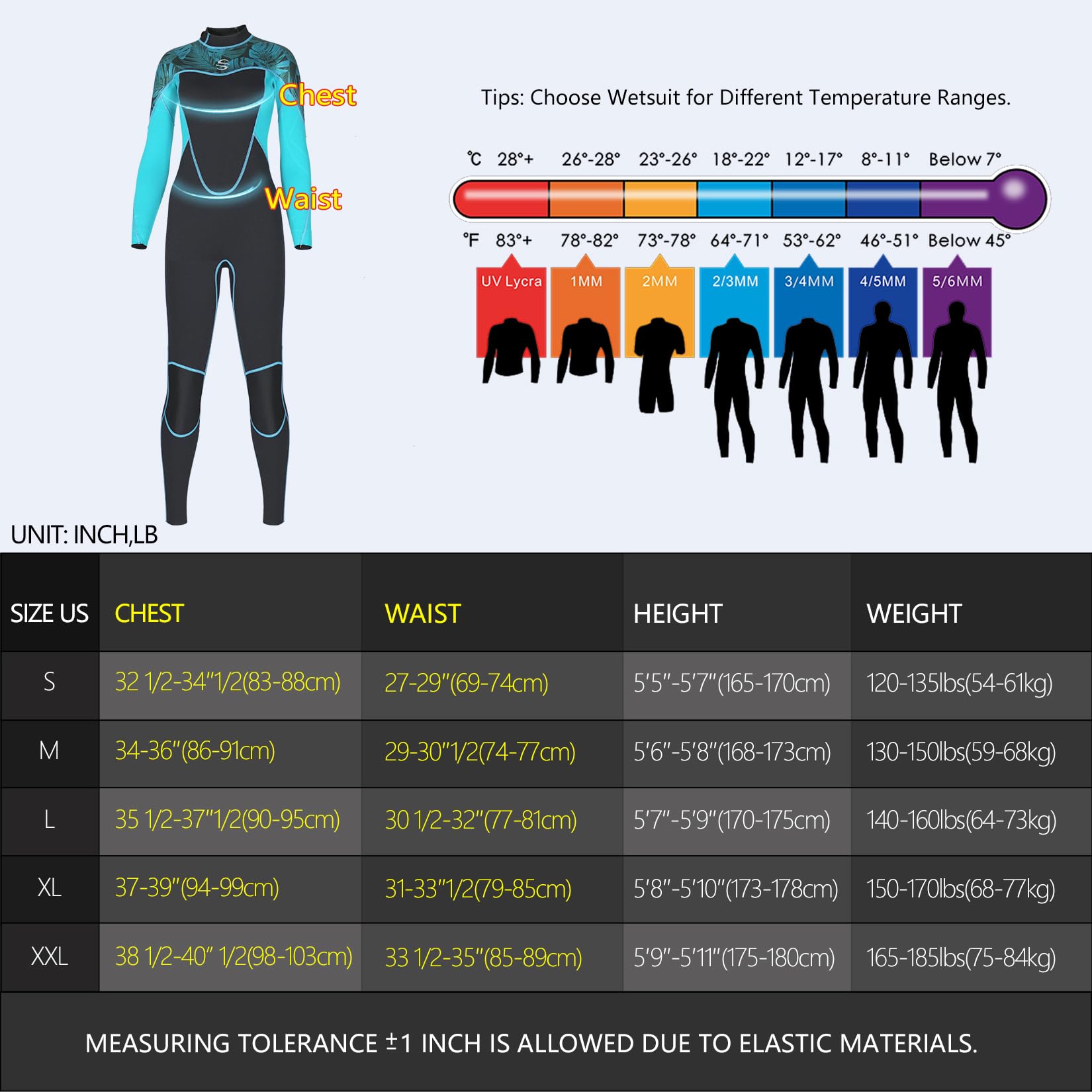 Dizokizo Women Wetsuit 2mm Neoprene Full Body Dive Suit for Diving Surfing Snorkeling Swimming