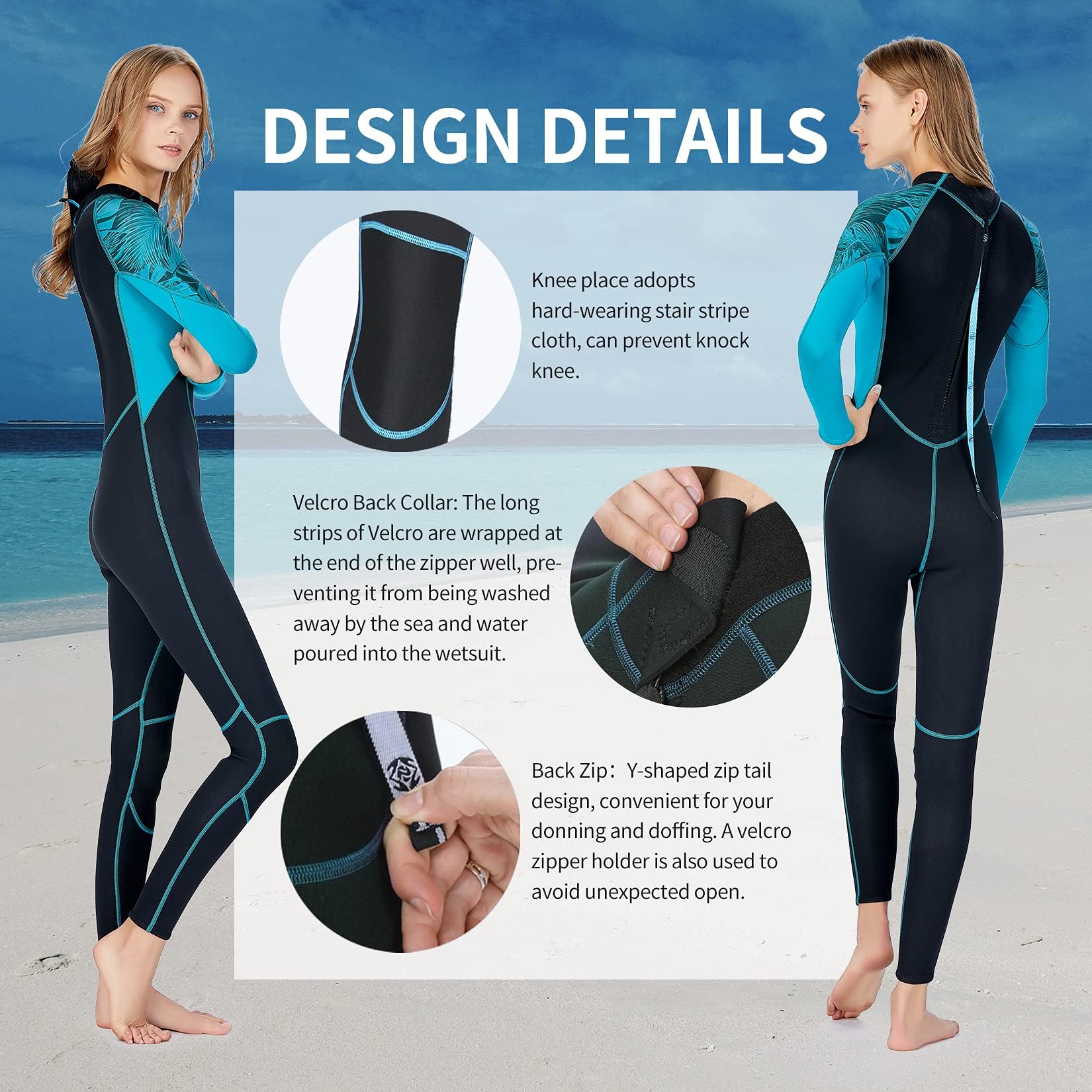 Dizokizo Women Wetsuit 2mm Neoprene Full Body Dive Suit for Diving Surfing Snorkeling Swimming