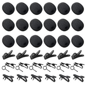 36 pieces lapel mic clips sponge cover kit 18 pieces mental lavalier microphone clip plastic lavalier wire clips 18 pieces foam windscreen cover lapel mic windscreen foam covers for interview video