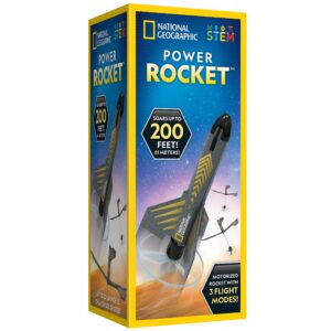 national geographic rocket launcher for kids – patent-pending motorized air rocket toy, launch up to 200 ft. with safe landing, kids outdoor toys & model rockets, gifts for boys and girls, space toys