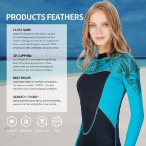 Dizokizo Women Wetsuit 2mm Neoprene Full Body Dive Suit for Diving Surfing Snorkeling Swimming