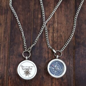 You are my true North Engraved Compass Necklace Gifts for Him or Her | Romantic Gifts for Men Women Husband Wife Boyfriend Girlfriend Bestfriend Couple | Love Gift Ideas for Anniversary Wedding Valentine day