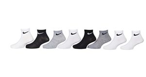 nike little boys lightweight ankle socks 8 pack (grey(un0611-042)/b_white, 5-7)