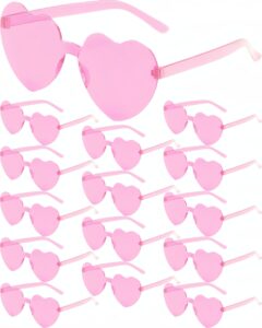 zhangby 15 pairs heart sunglasses for women heart glasses frameless trendy transparent candy color party sunglasses(pink)