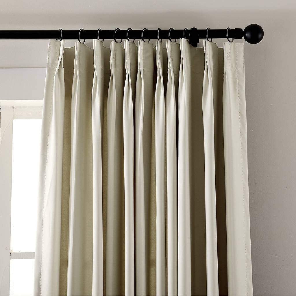 Sky Wave Blackout Double Pinch Pleat Curtain for Sliding Door Patio Living Room Bedroom with Easy Hanging Option Via Inserted Hooks. (Beige 62 Inch Wide by 84 Long- 1panel), 62W x 84-(1Panel)