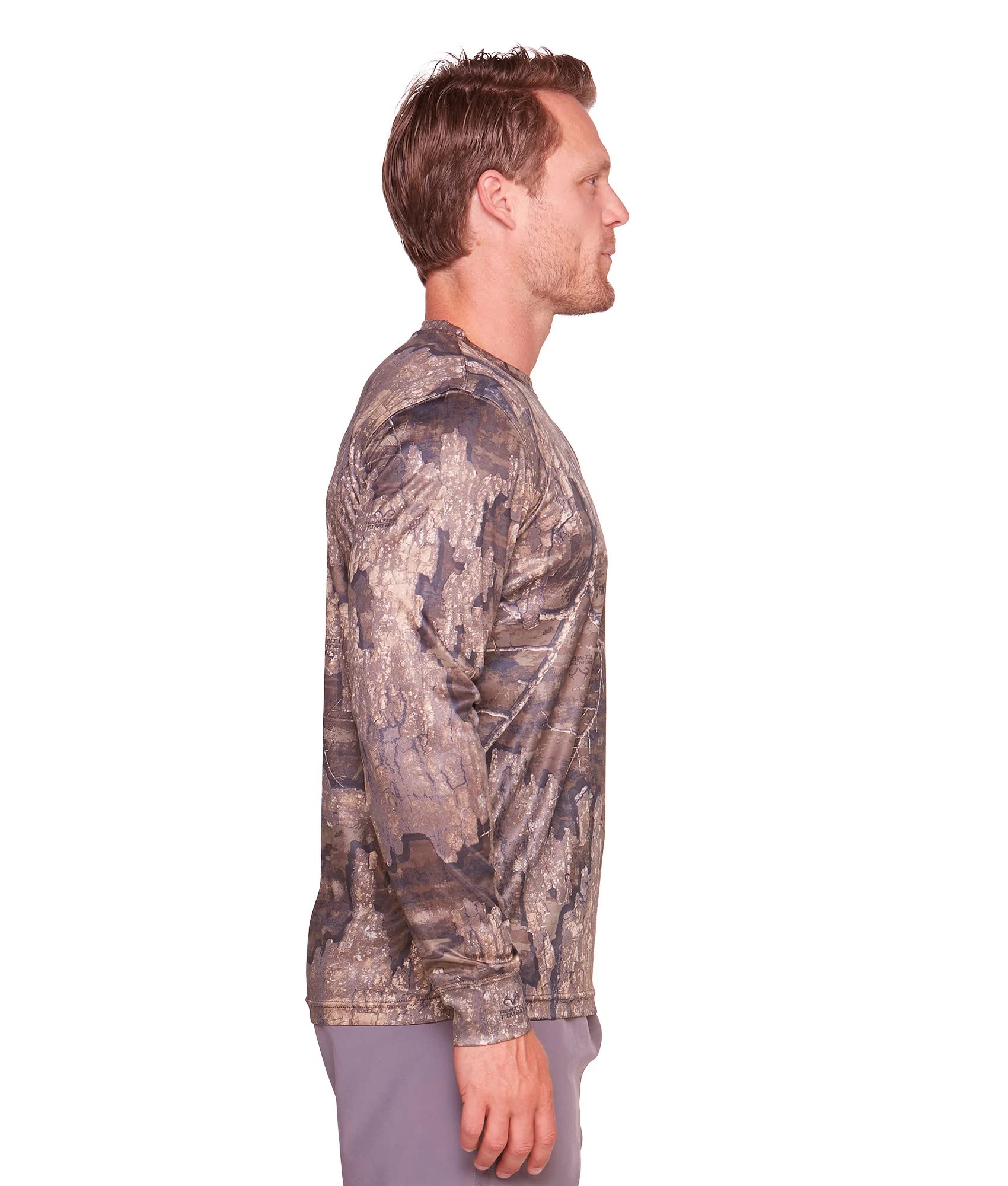 Realtree Men's Essential Camo Lightweight Performance Long Sleeve Shirt (RT Timber, X-Large)