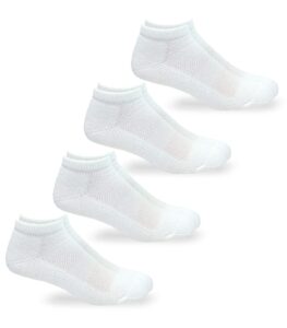 jefferies socks mens womens military coolmax mesh cushion low cut socks 4 pair pack (9-11, white)